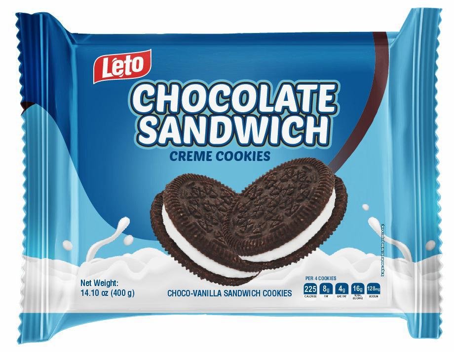 LETO CHOCO SANDWICH CREAM COOKIES 12*400G – Shouly Imports